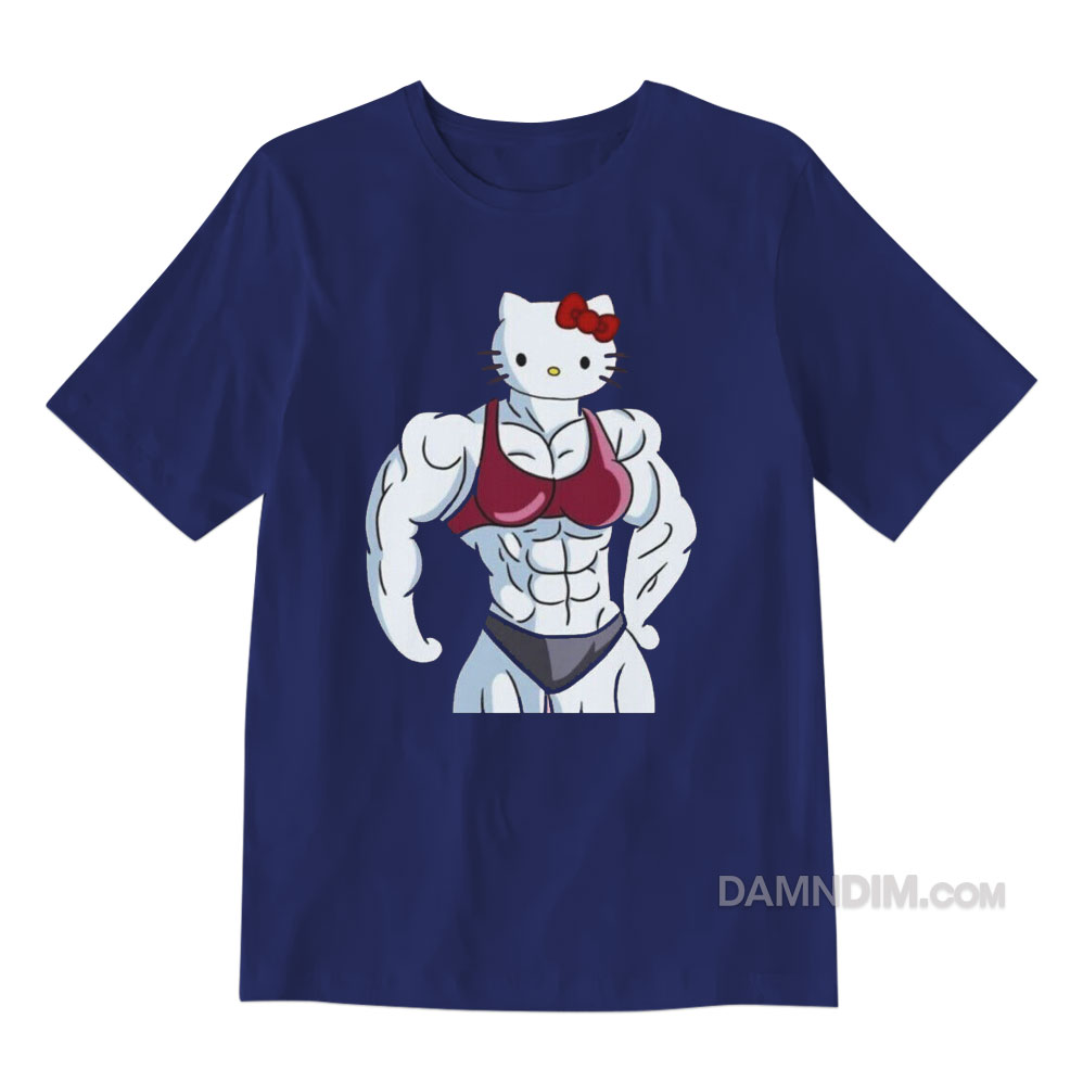 Muscular Kitty Hello Kitty Muscle Gym T-Shirt - Damndim.com